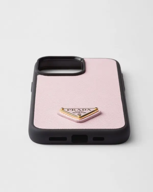 Prada Saffiano Leather Cover For Iphone 15 Pro Max - Alabaster
